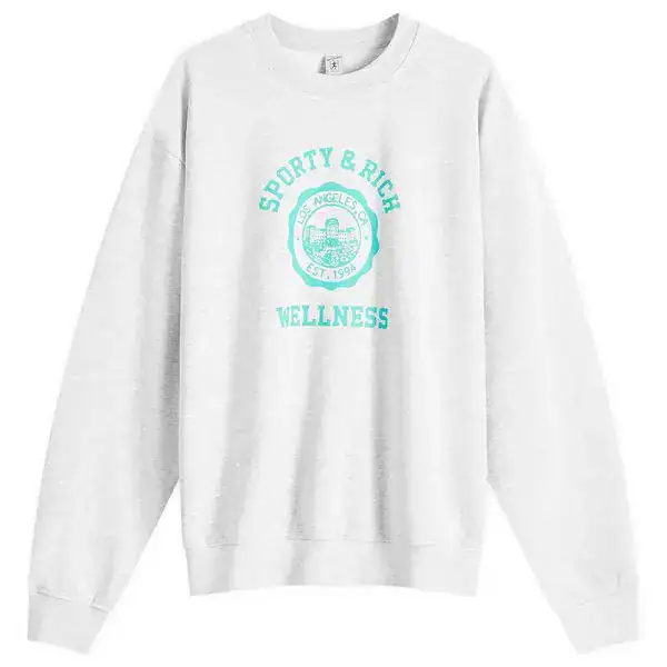 Buy SPORTY & RICH Emblem Sweatshirt - Heather Grey/caribbean